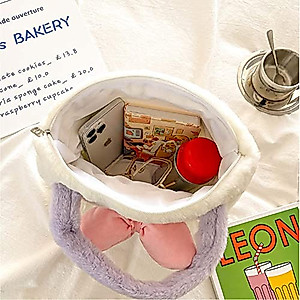 Daisy Duck Plush Hand Bag, Unisex, Shoulder Bag, Cartoon Big Pink Bow Tote, Washable, Soft Fur Material, Aesthetic Purse for Women, Men, Children