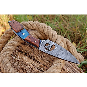TMBrands Damascus Hunting Knife - Handmade Knife, Hand forged Fixed Blade Knife, Camping Knife & gift Knives - Hunting Knives & Bowie Knives with Rose Wood Handle & Knife Sheath
