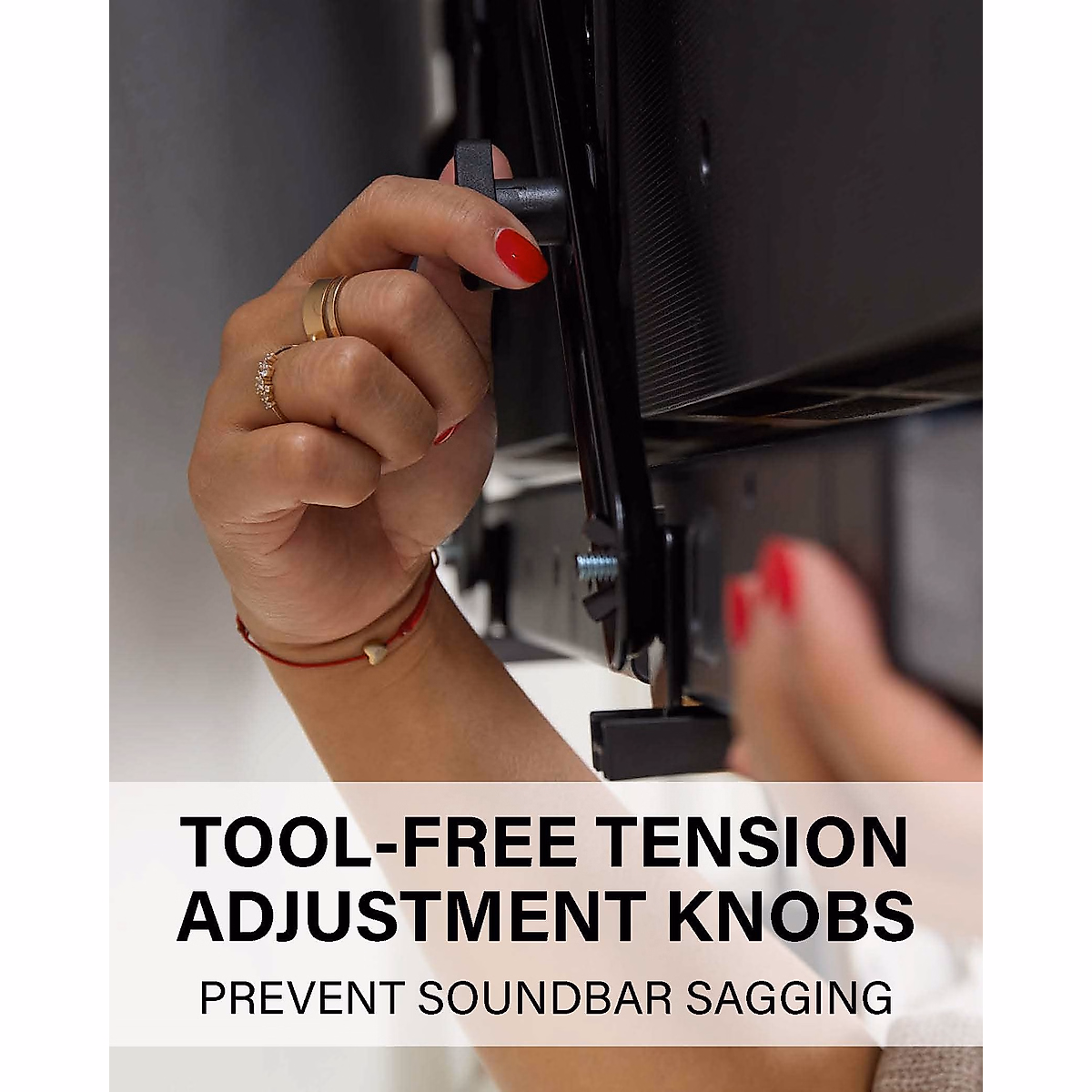 Sanus Universal Soundbar TV Mount Kit for Mounting Soundbars Under TV - Fits Most Sound Bars Up to 15 Lbs - Easy Install & Full Motion Capability - SOA-SBM2