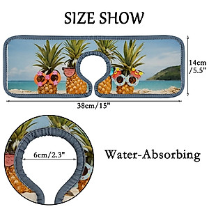 Kitchen Faucet Absorbent Mat 2 Pieces Tropical Beach Funny Pineapples Faucet Sink Splash Guard Bathroom Counter and RV,Faucet Counter Sink Water Stains Preventer