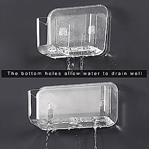 Ettori 3 Pack Shower Caddy,Soap Dish and Toothbrush Holder,Wall Mounted Rustproof Plastic Shower Storage for Inside Shower and Bathroom Shower Accessories-Clear