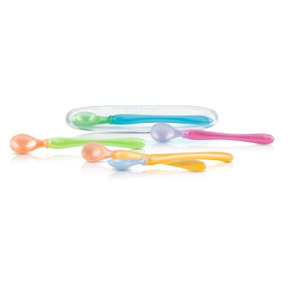 Nuby 3-Pack Easy Go Spoons and Travel Case, Colors May Vary, 9 Months Plus