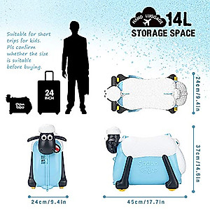 Shaun the Sheep Kids Ride-On Suitcase Carry-On Luggage (Blue), Bluenew, ride on luggage
