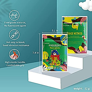 Kingubznis Funny Dental Floss Pick for Kids & Toddler - Unflavored Teeth Flossers with Portable Travel Bag, Non-Slip Ocean Animals Shaped, Soft Interdental Flossing Sticks Holiday Gift (288 Count)