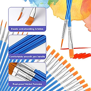 AROIC Small Paint Brushes Bulk,80 Pcs Nylon Hair Paint Brushes with Flat and Round Pointed Acrylic Paint Brushes Set,Acrylic Paint Brushes for Classroom Oil Watercolor Face Painting Kits.