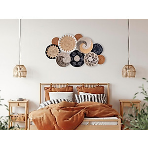 ChumDecor Set of 10 Handcrafted Boho Wall Basket Decor, Wall Hanging Baskets, Decorative Plates for Wall, Handmade from Vietnam Unique Wicker Wall Art Decor