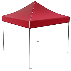 Pop-Up Outdoor Canopy Shade - 10x10 Water-Resistant Party Tent with Instant Setup and Portable Carrying Bag for Storage or Transport by Stalwart (Red)