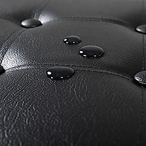 Otto & Ben Folding Chest with Memory Foam Seat Tufted Faux Leather Trunk Bedroom Ottomans Bench End Table, 45 Inch, Black