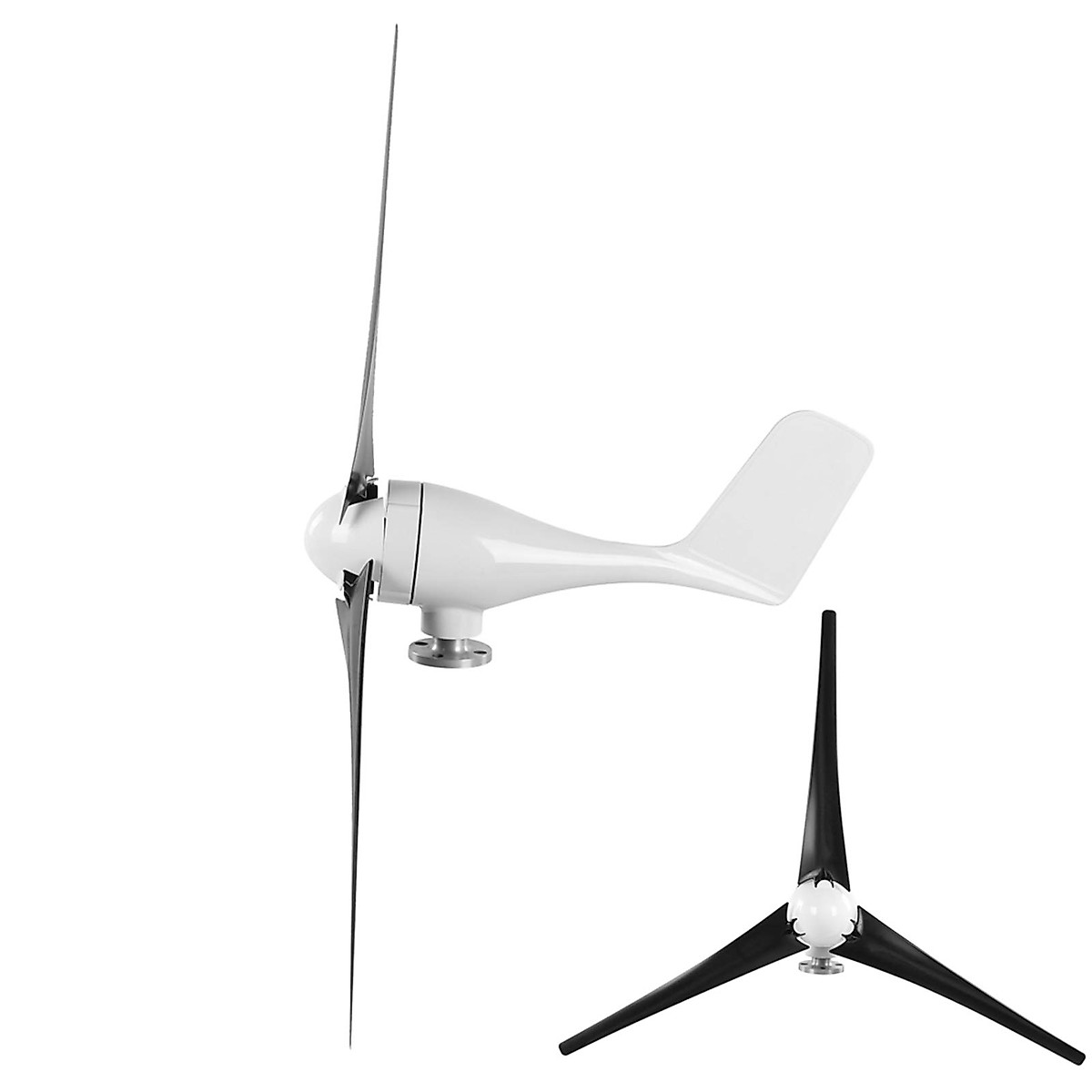 1200W Small Wind Generator Turbines Kit 3 Blades Generator Power Parts Turbines Kit for Marine Home Charging(Black 48V)