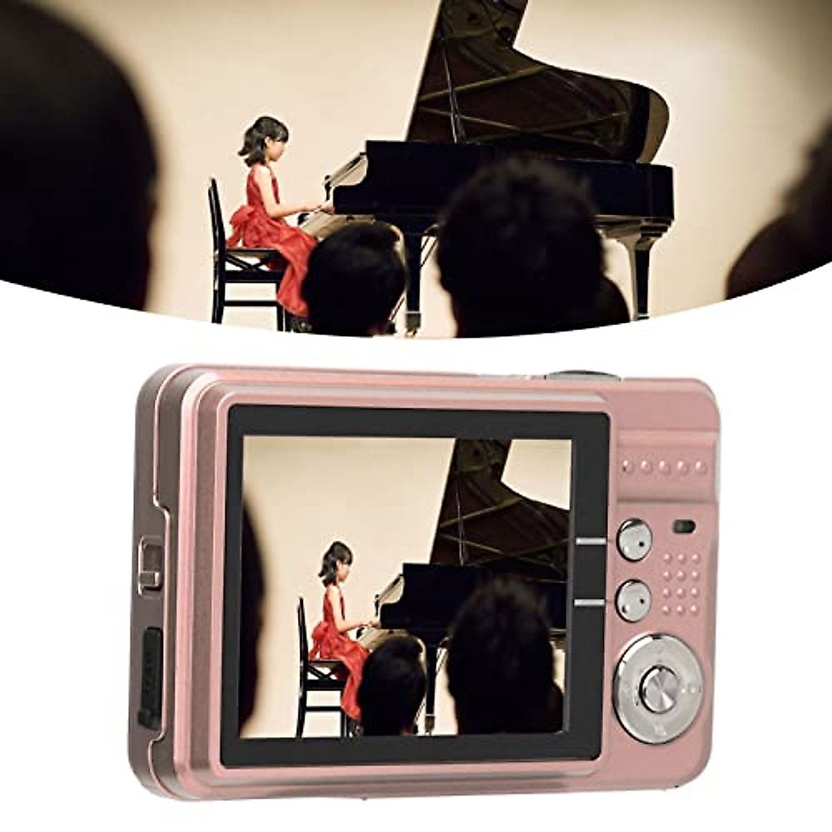 4K Digital Camera, 2.7in LCD Display, Vlogging Camera, 8X Zoom, 48MP, Rechargeable Mini Camera, with Fill Light, Anti Shake, for Photography Continuous Shooting (Pink)