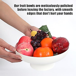 tchrules Fruit Bowl, Plastic Fruit Bowl for Kitchen Counter, White Fruit Basket with Draining Holes, Decor Centerpiece for Kitchen Counter or Dining Room Tables