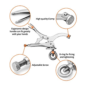 QWORK 9inch Drill Press Locking Clamp, 2 Pack, Fix Clamp, Strong Gripping Clip