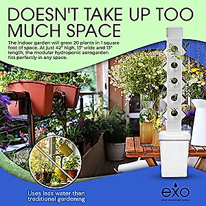 EXO Garden Hydroponic Growing System Vertical Tower - Vegetable Plant Tower Gift for Gardening Lover - Automate Aeroponics Mini Indoor Outdoor Home Grow Herb
