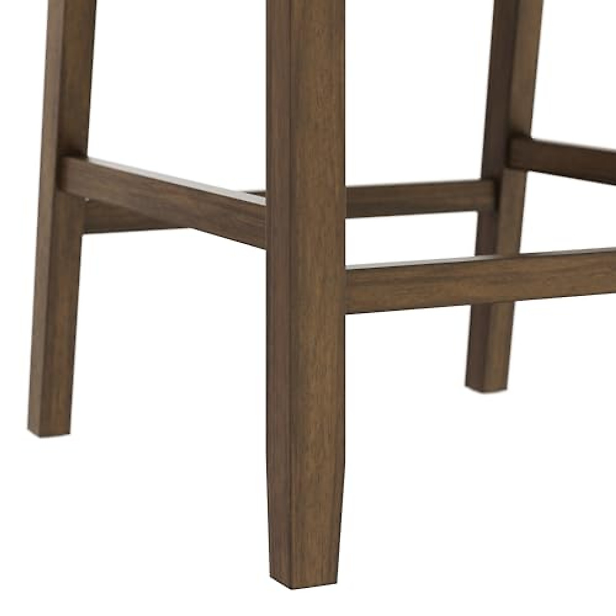 Nathan James Linus Modern Upholstered Counter Height Bar Stool with Back and Solid Rubberwood Legs in a Dark Brown Wood, Natural Light Grey/Brown, Set of 4