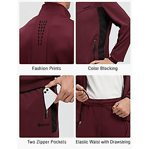 Rdruko Men's Track Suits Sweatsuits 2 Piece Set Jogging Workout Casual Warm Up Outfit Full Zip(Red, US XXL)