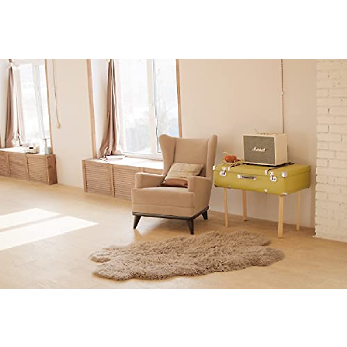 Lavish Home Floor Lamp with Table - Mid-Century Modern Nightstand or Side Table with USB Port and Hairpin Legs - Standing Light with Shelves