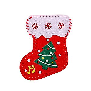 Veemoon Felt Christmas Ornament Kits 6 Pcs Xmas Party Favor Wall Hanging DIY Felt Non-Woven Fabric Hanging Bag Materials Christmas Stocking Making Kit Handmade DIY Materials Kit Suite