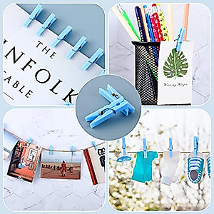 50 Pieces Clothes Pins for Baby Shower Pins Blue Clothes Pins Baby Shower Clothes Pins Blue Boy Party Game Plastic Small Pins Gender Reveal Decorations Favors 1.37 Inches