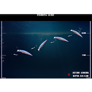 8pc Sinking Lure 9.5cm 30g Fishing Lure Kits Sinking Minnow Fishing Lures Fishing Tackle Long Casting Hard Bait with Hooks