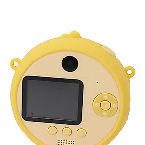 Fdit Kids Camera Abs Silicone Girls Artificial Swag Kids Video Camera with Stand for 3‑12 Years Old (Yellow)