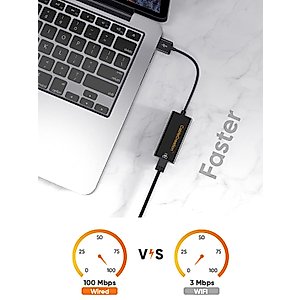 CableCreation USB to Network Adapter, USB 2.0 to 10/100 RJ45 Ethernet LAN Cable Compatible with Windows 10/8.8/8/ 7, macOS X, Black