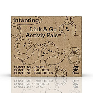 Infantino Link & Go Activity Pals - Unicorn, Narwhal and Dragon Linking Toys, Clacker Rings, Sensory Exploration, Fine Motor Skills, Attachable and Linkable, Easy to Hold for Babies & Toddlers, 0M+