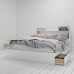 Nexera Queen Size Bookcase Headboard, White