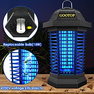Remote Control Bug Zapper Indoor Outdoor, Electric Mosquito Zapper, Bug Zapper, Fly Traps, Fly Zapper, Mosquito Killer, 3 Prong Plug, 90-130V, ABS Plastic Outer