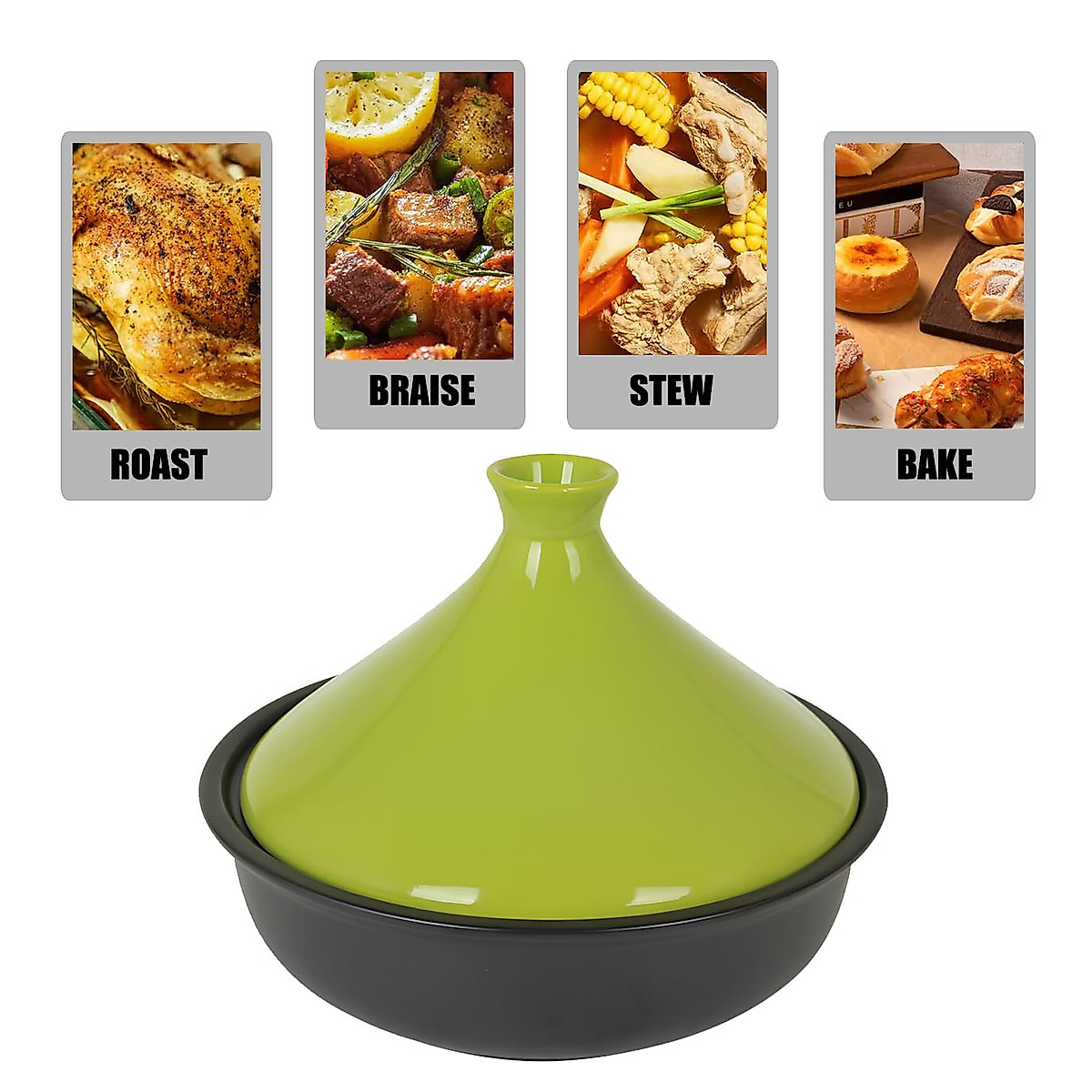 Xgxoz Ceramic Cooking Pot Non-Stick Tajine with Cone-Shaped Lid, Enameled Tajine Pot for Cooking And Stew Casserole