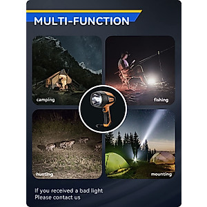 Durapower Rechargeable Spotlight, 60000 Lumen Super Bright LED Handheld Spotlight, IP44 Waterproof Spotlight Flashlight Portable for Marine Boat Camping Country Farm Gift