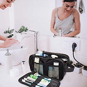 WANDF Hanging Travel Toiletry Bag for Women Men with TSA Approved Quart Size Bag Large Toiletries Cosmetics Makeup Organizer (Gold)