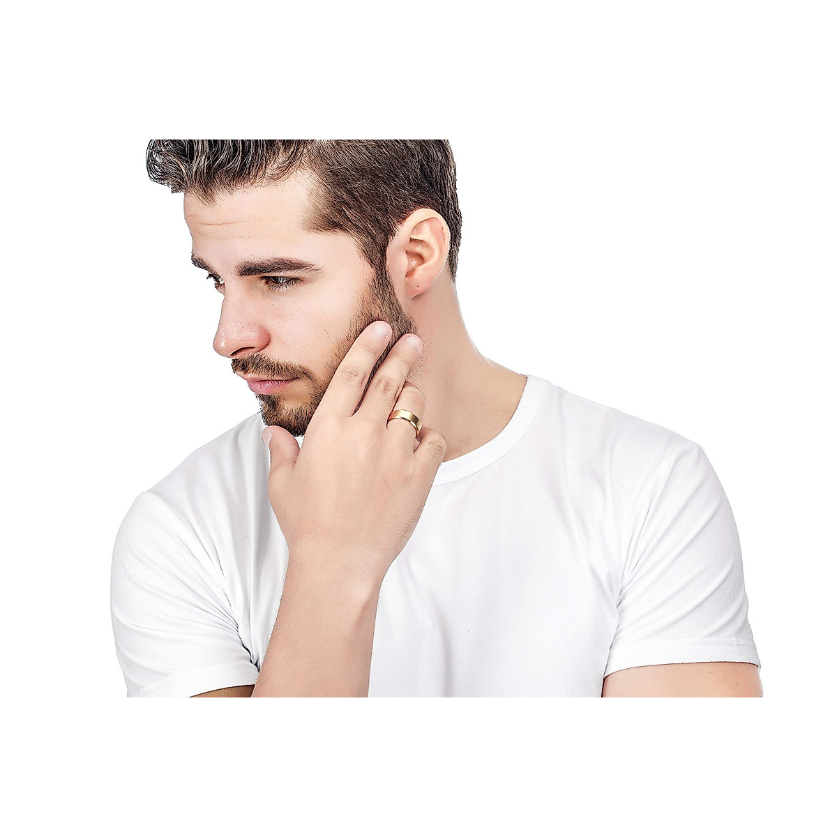 Jstyle Stainless Steel Rings for Men Wedding Ring Cool Simple Band 3 Pcs A Set (8 MM - width and size - 9)