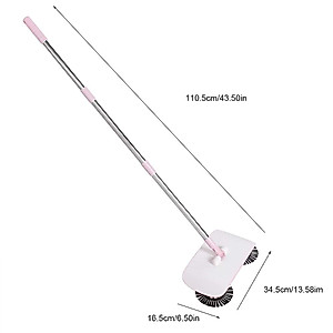 Hand Push Sweeper, Household Hand Sweeping Machine, Non Electric Sweeper Mop Broom Dustpan Floor Cleaning Tools for Cleaning Hair, Fruit Shell, Dust, etc - Angle Changable Freely(Pink)