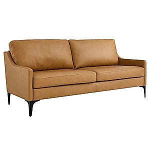 Modway Corland Upholstered Leather Sofa, Tan