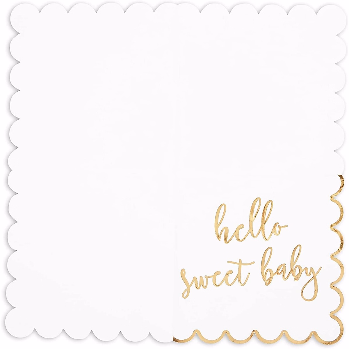Sparkle and Bash 50 Pack Scalloped Hello Sweet Baby Napkins for Baby Shower Decorations (6.3 In)