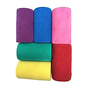 WildCow Vet Wrap Bulk 4", Vet Tape Wrap Bandages Assorted Colors (Pack of 6)