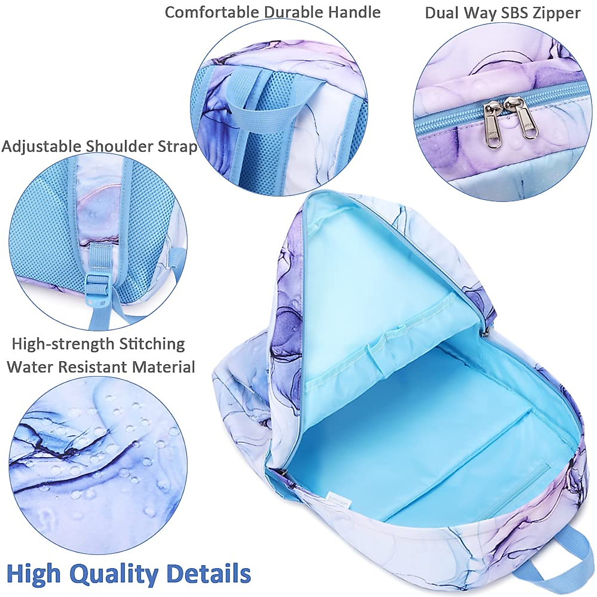 Meisohua Girls Backpack for School Kids Backpack for Girls 3 in 1 Set Elementary School Bags with Lunch Bag Pencil Bag Water Resistant