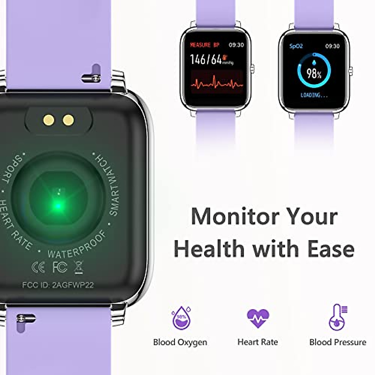 Smart Watch, KALINCO Fitness Tracker with Heart Rate Monitor, Blood Pressure/Oxygen Tracking, 1.4 Inch Touch Screen Smartwatch Fitness Watch for Women Men Compatible with Android iPhone iOS