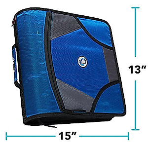 Case-it The King Sized Zip Tab Zipper Binder - 4 Inch D-Rings - 5 Subject File Folder - Multiple Pockets - 800 Sheet Capacity - Comes with Shoulder Strap - Black D-186