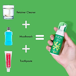 3-in-1 Foam Cleaner for Aligner, Retainer, Denture, Night Guard, Mouth Guard, Invisalign, Smile Direct, Byte | Alcohol & Fluoride Free | Xylitol Mouthwash & Foam Toothpaste| Travel-Size, Mint Cucumber