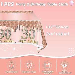 41Pcs 30th Birthday Decorations for Women, Rose Gold Birthday Party Supplies Include 20Pcs Plates 20Pcs Napkins and 1Piece Tablecloth, Pink 1993 Aged Birthday Party Tableware for 20 Guests