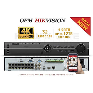4K 32CH IP Network Video Recorder - 16 Built in PoE Port Up to 12MP Resolution Recording Compatible with DS-7732NI-I4/16P NVR 3 Year Warranty