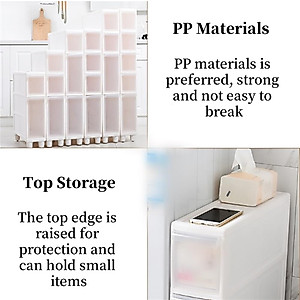 Narrow Storage Drawers, Slim Storage Cart with Drawers, Narrow Bathroom Storage Cabinet, Slim Rolling Storage Cart for Bedroom, Living Room and Bathroom(5.5x17.7x33.2in)