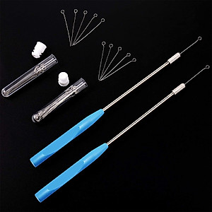 Hotop 2 Pieces Inoculation Loop Mycology Reusable Inoculation Loop with 90 Replaceable Nichrome Needle Tip Inoculation Rings Inoculation Rod for Lab