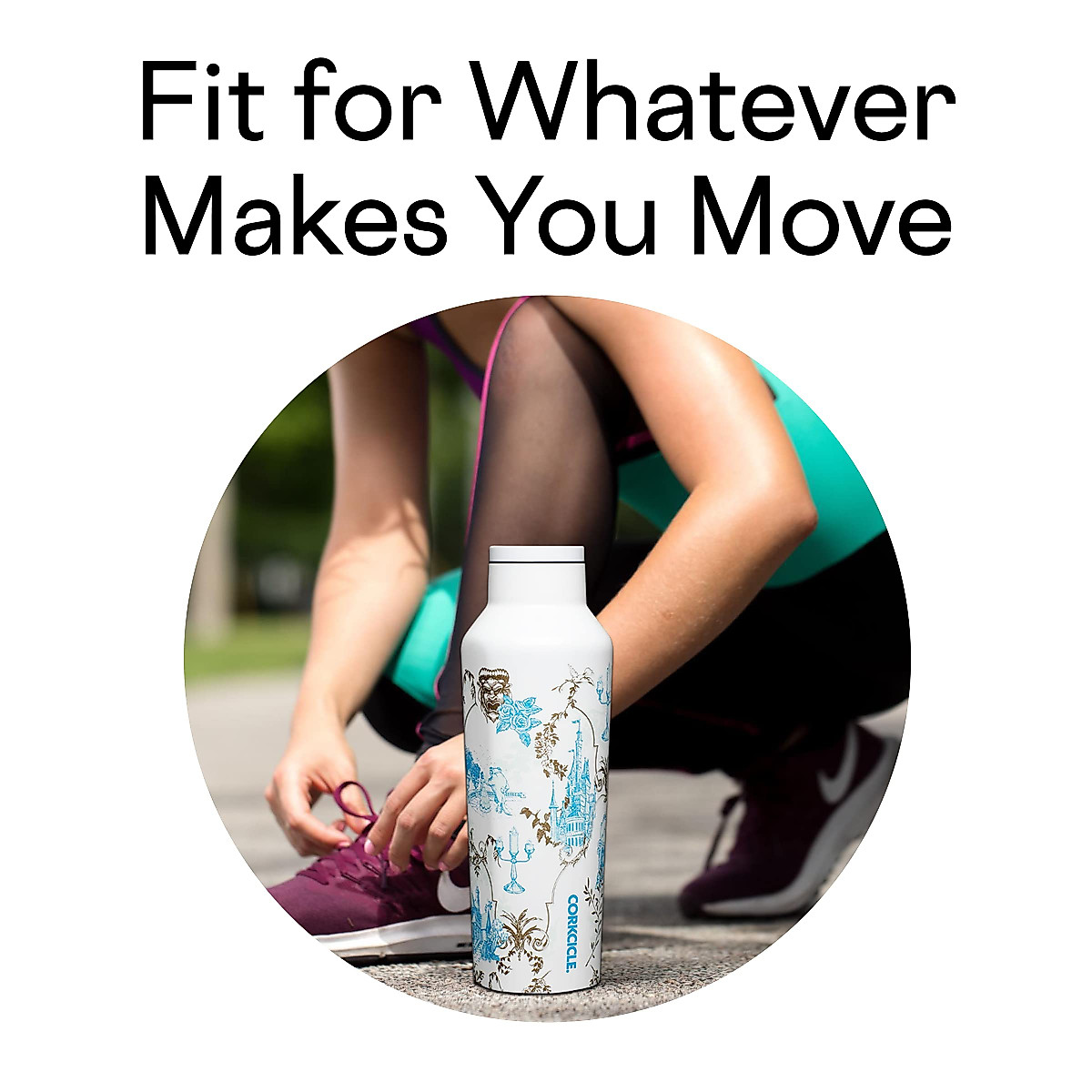 Corkcicle Disney Princess Belle Insulated Canteen Travel Water Bottle, Triple Insulated Stainless Steel, Keeps Beverages Cold for 25 Hours or Warm for 12 Hours, 20oz