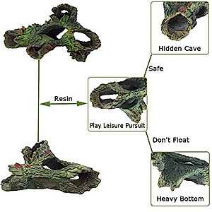Hamiledyi 4Pcs Decaying Trunk Driftwood Aquarium Ornament,Small Resin Wood Trunk Aquarium Decoration Log,Tank Decoration for up to 20 Gallon Tank Betta & Fish Accessories Aquarium Cichlid Hideout Cave