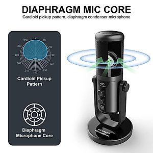Aokeo USB Microphone, Condenser Podcast Microphone for Computer. Suitable for Recording, Gaming, Desktop, Windows, Mac, YouTube, Streaming, Discord