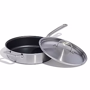 Made In Cookware - 3.5 Quart Non Stick Saute Pan With Lid - 5 Ply Stainless Clad - Professional Cookware - Crafted in Italy - Induction Compatible