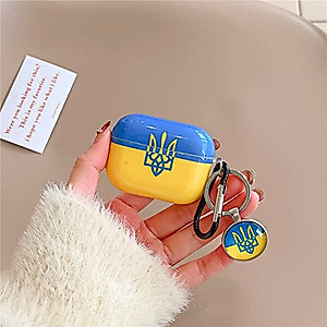 Compatible Airpod pro 2 Generation Protective Cover, Ukraine Cool Skin Design, 3D Cute Style Skin, Silicone Keychain Accessories Protective Cover for Men and Women Airpod pro 2 case (Flag of Ukraine)