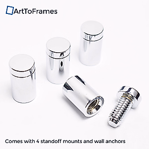 ArtToFrames Floating Acrylic Frame for Pictures Up to 16x20 inches (Full Frame is 20x24) with Chrome Standoff Wall Mount Hardware, Acrylic-109-16x20-69